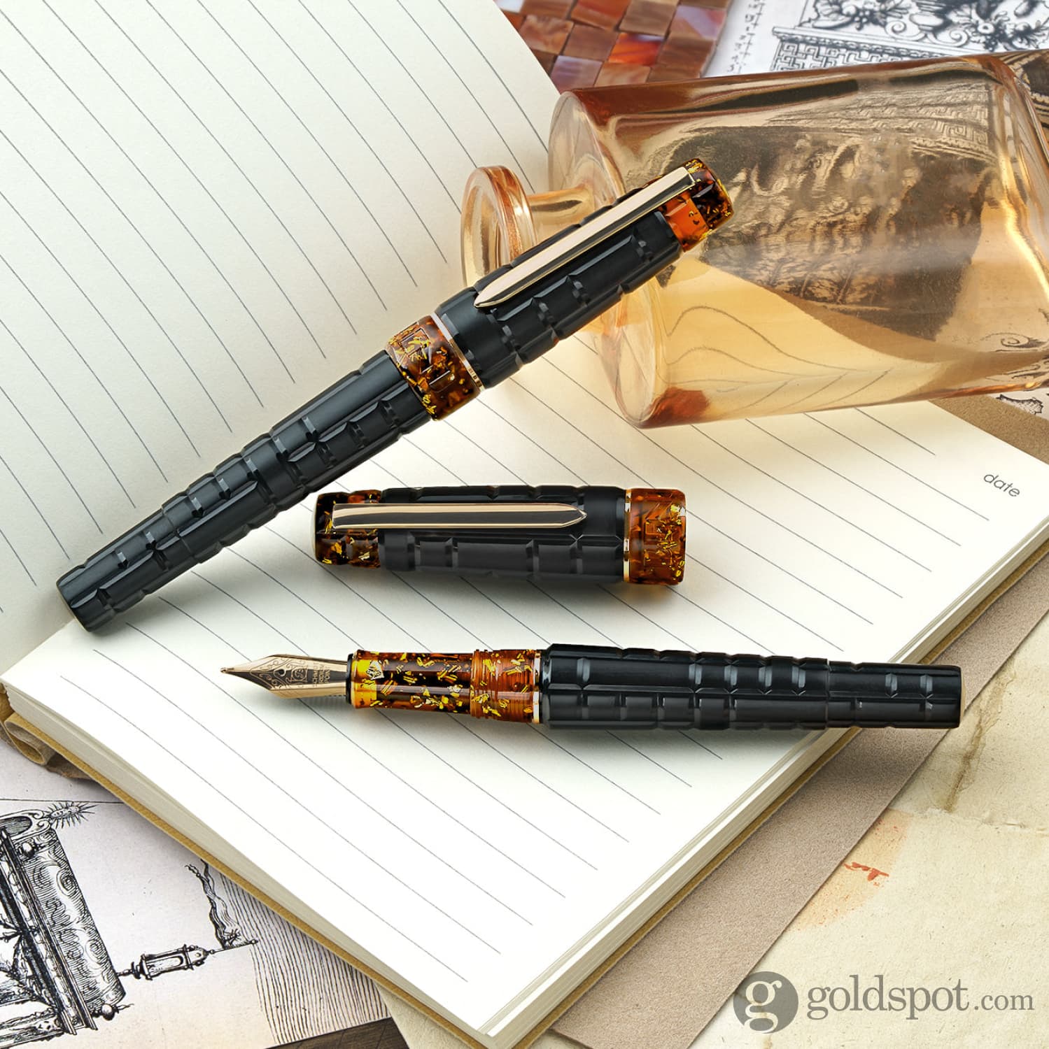 Benu Tessera Fountain Pen in Black Amber - Goldspot Pens