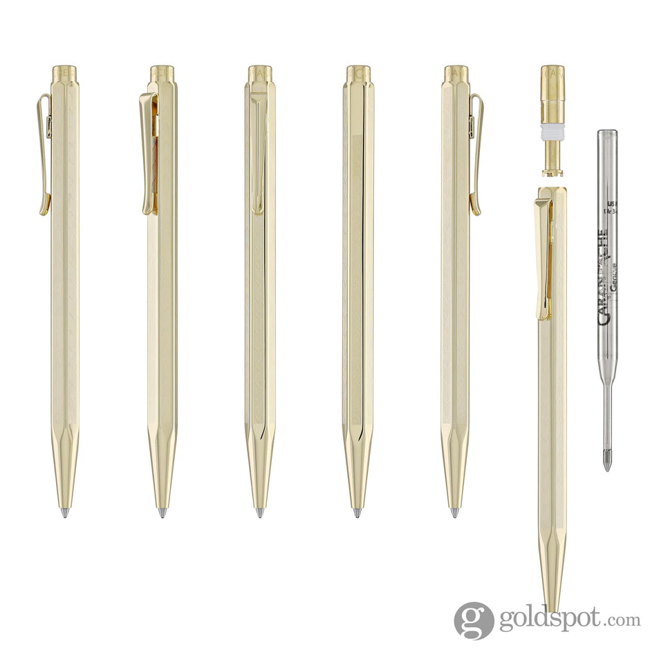 Caran d'Ache Ecridor Chevron Ballpoint Pen in Gilded - Goldspot Pens