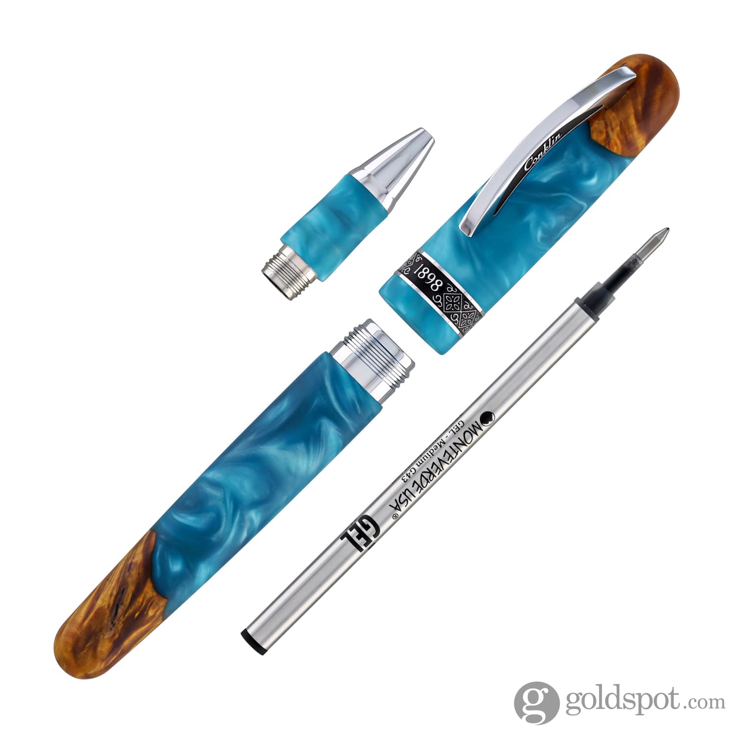 Conklin 1898 Spectra Fusion Rollerball Pen in Blue with Chrome Trim ...
