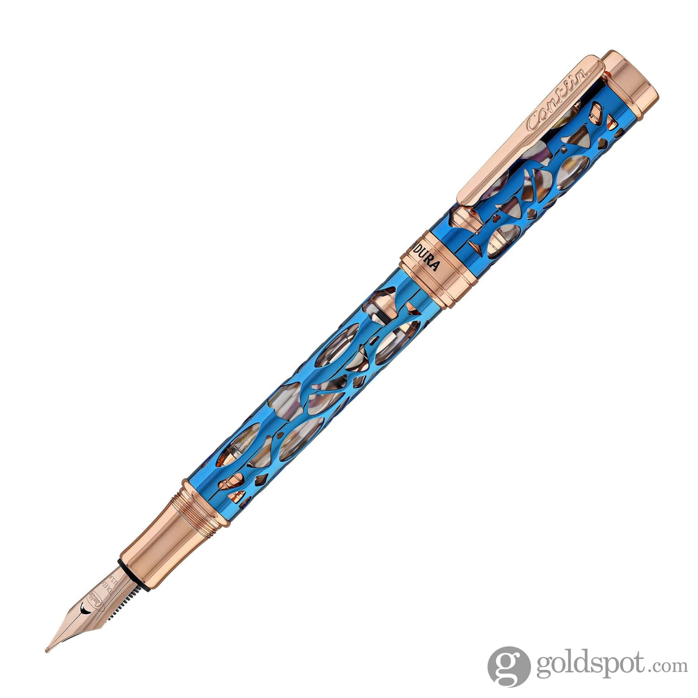 Conklin Endura Deco Crest Fountain Pen in Demo Blue with Rosegold Trim ...