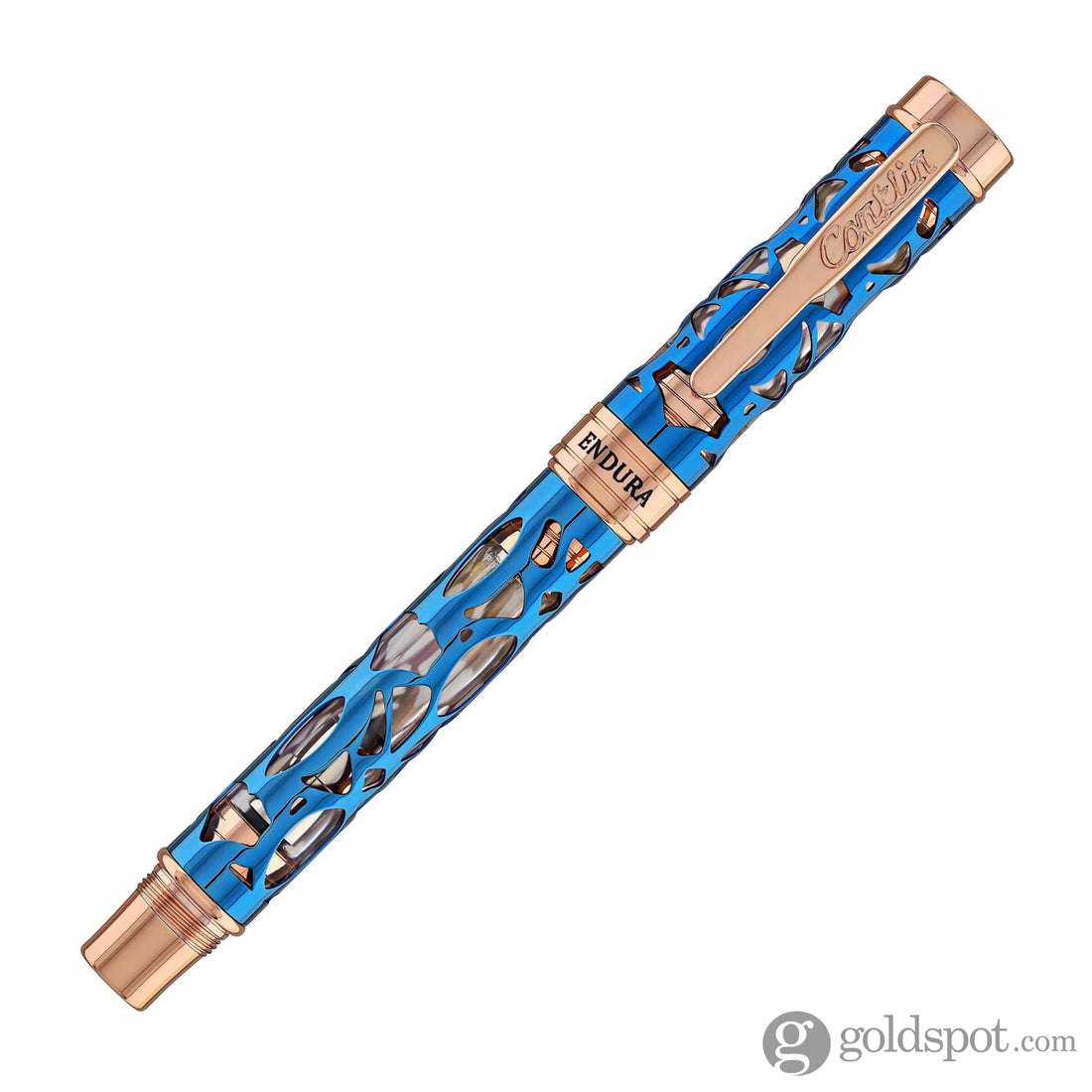 Conklin Endura Deco Crest Fountain Pen in Demo Blue with Rosegold Trim ...