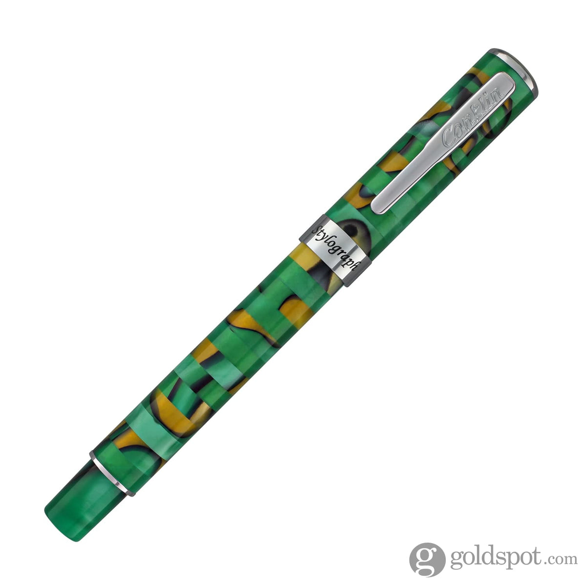 Conklin Stylograph Mosaic Fountain Pen in Green/Brown - Goldspot Pens