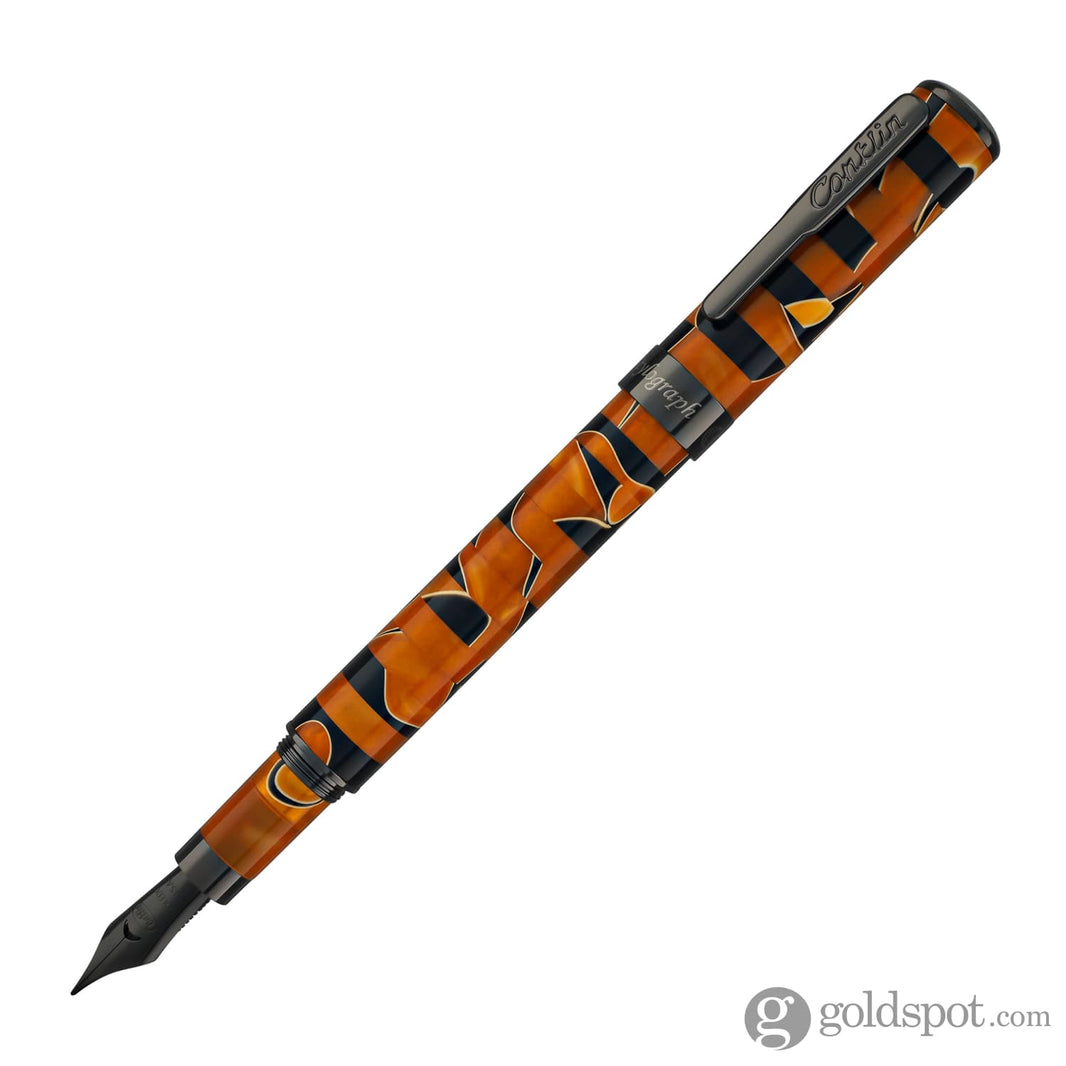 Conklin Stylograph Mosaic Fountain Pen in Orange/Black - Goldspot Pens
