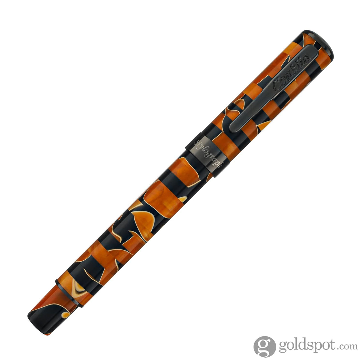 Conklin Stylograph Mosaic Fountain Pen in Orange/Black - Goldspot Pens