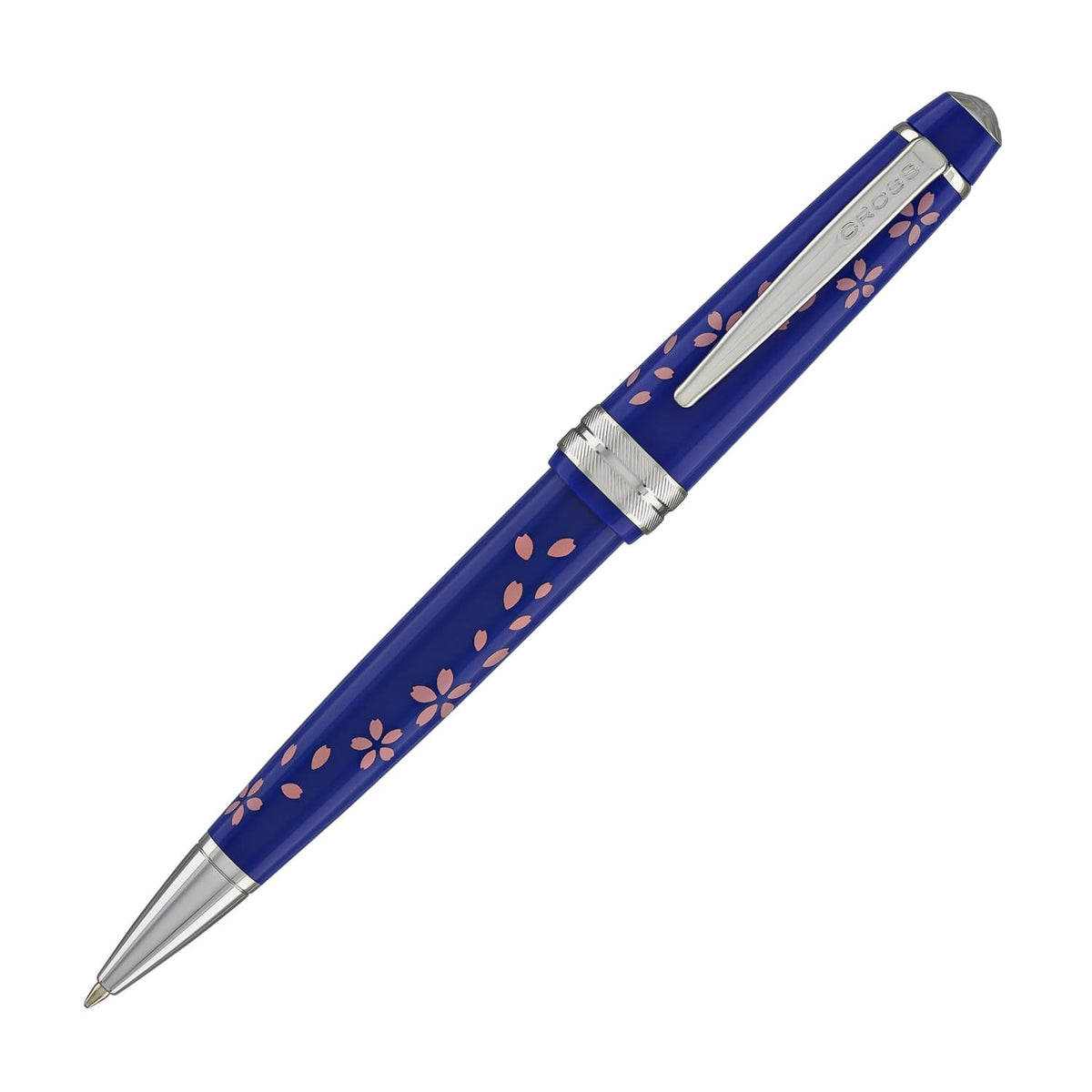Cross Bailey Light Cherry Blossom Ballpoint Pen in Glossy Blue Resin w ...