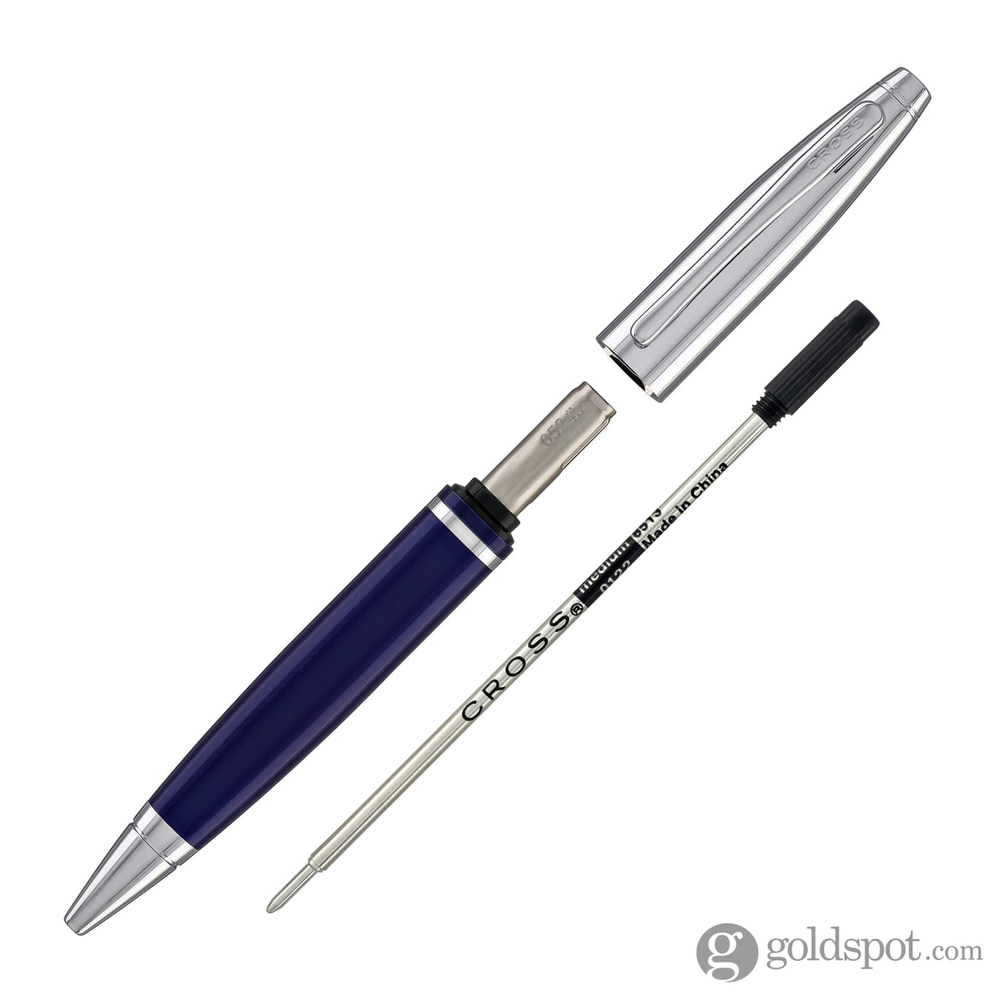 Cross Calais Ballpoint Pen in Blue with Chrome Trim - Goldspot Pens