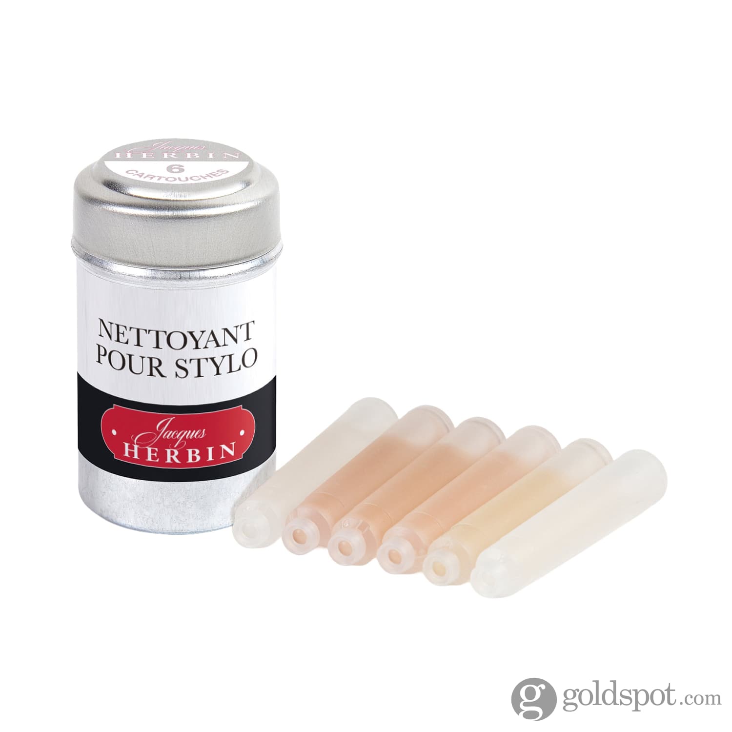J. Herbin Fountain Pen Cleaning Solution Tin of 6 Cartridges - Goldspot ...