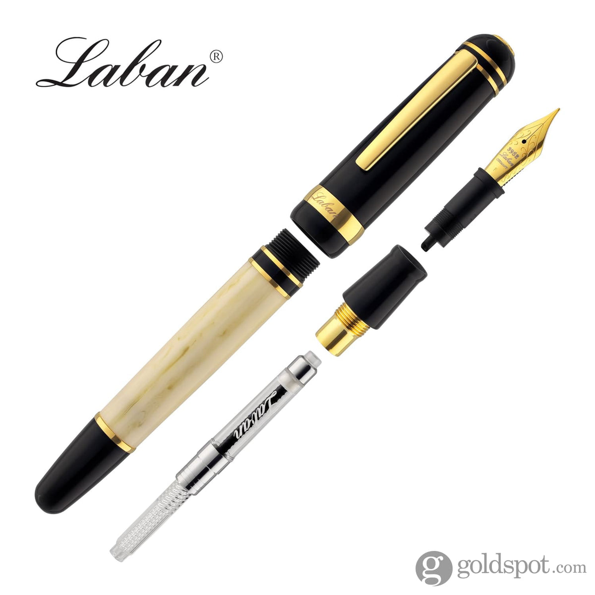 Laban 325 Cambridge Fountain Pen with Black Cap & Ivory Barrel ...