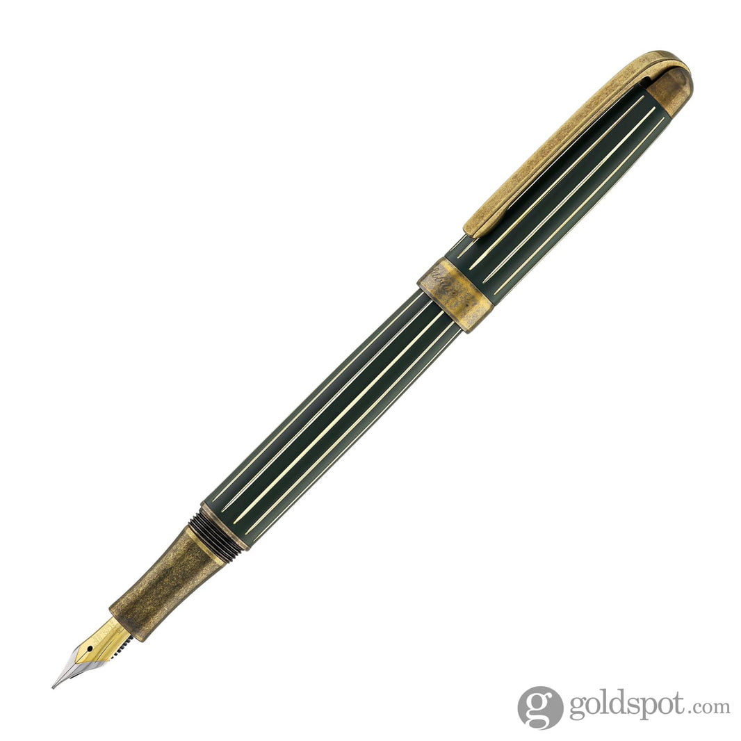 Laban Antique II Fountain Pen in Green with Lines - Goldspot Pens