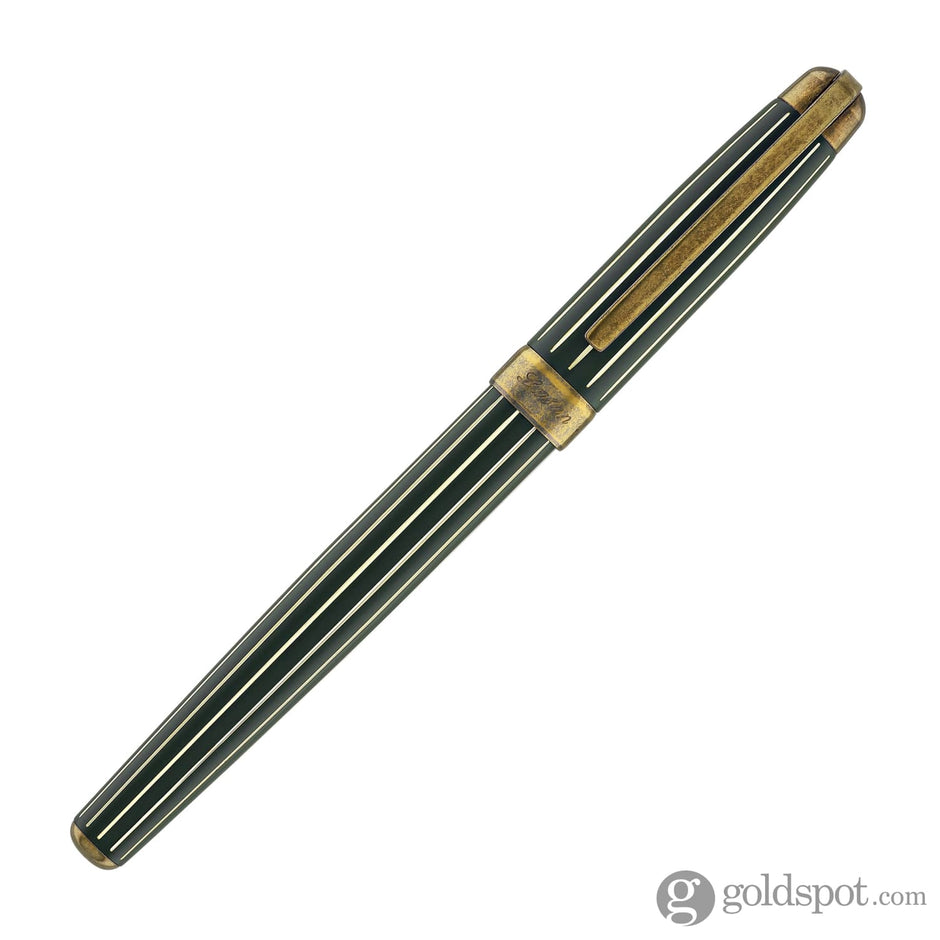 Laban Antique II Fountain Pen in Green with Lines - Goldspot Pens