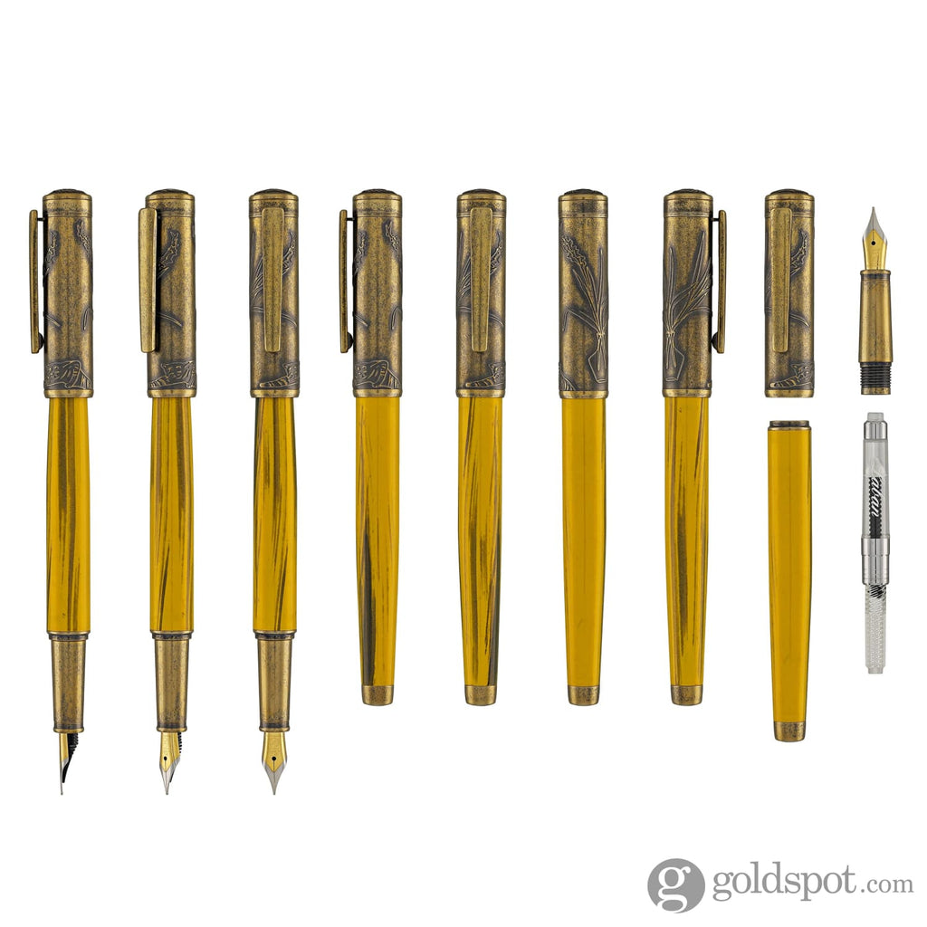 Laban Sanyu in Hand Fountain Pen Set in Antique Gold - Goldspot Pens