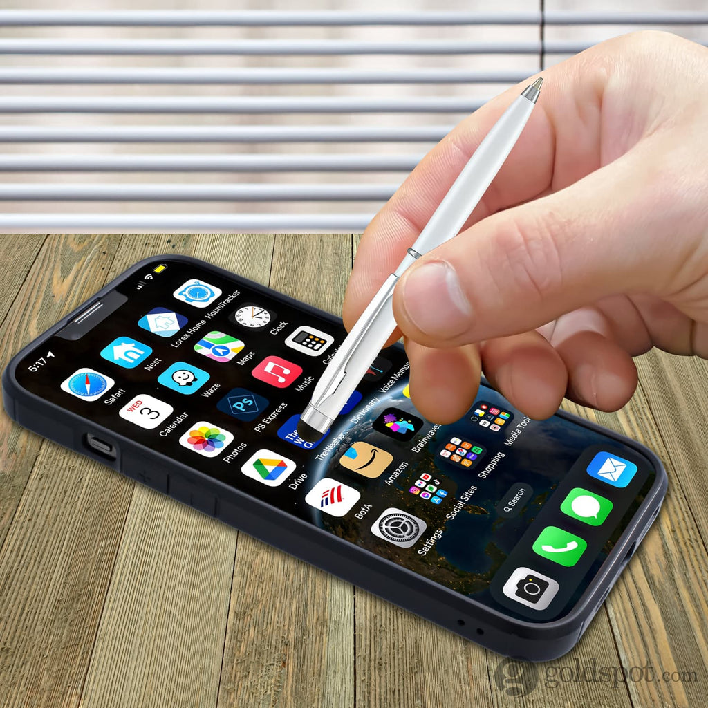 Monteverde Poquito Stylus Ballpoint Pen in Pearl White with Chrome Tri ...