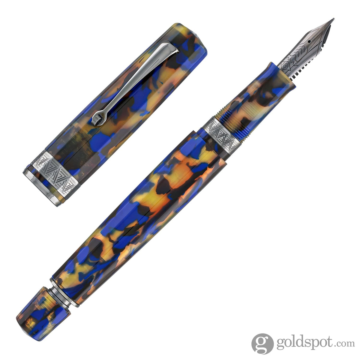 Omas Paragon Fountain Pen in Blue Lucens with Black Trim - Goldspot Pens