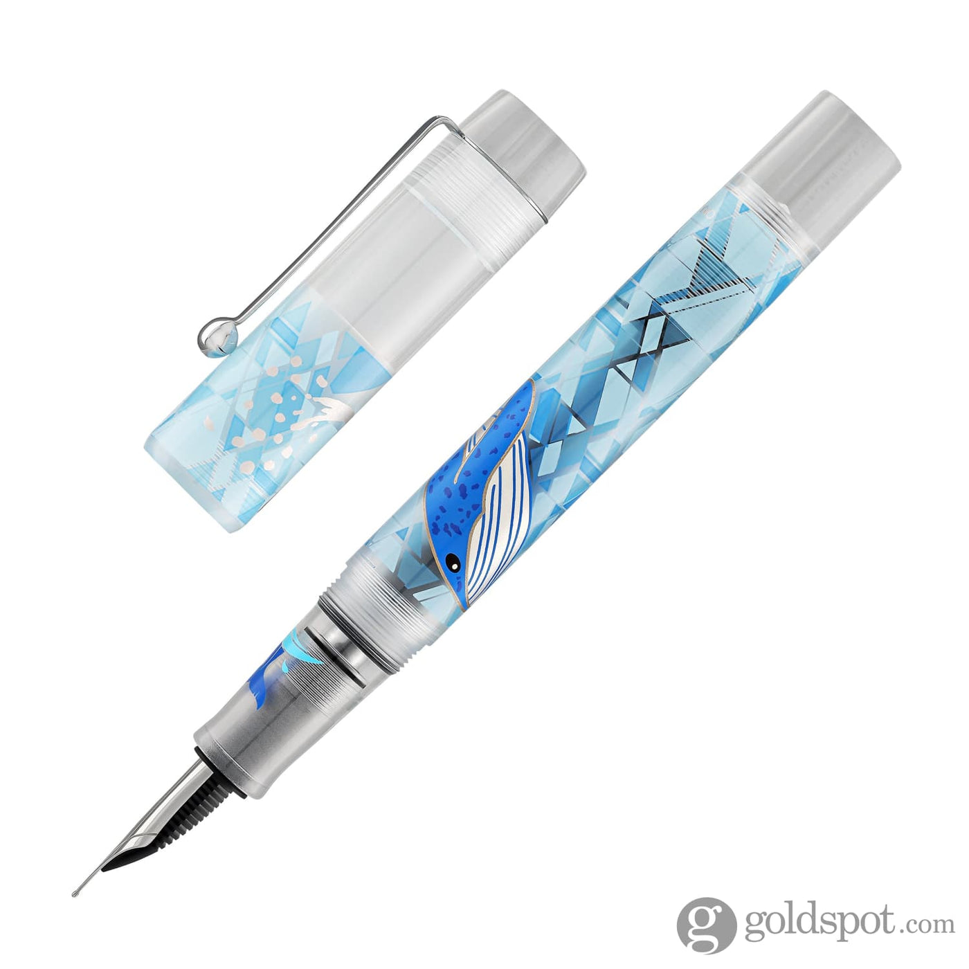 Opus 88 Demonstrator Fountain Pen in Blue Whale - Goldspot Pens