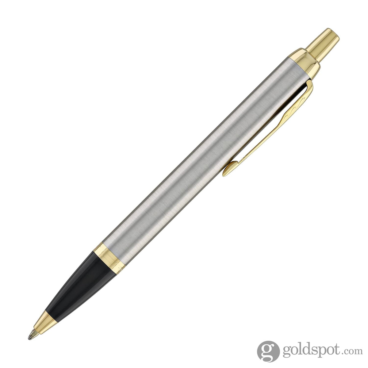 Parker IM Ballpoint Pen in Brushed Metal Gold Trim - Goldspot Pens