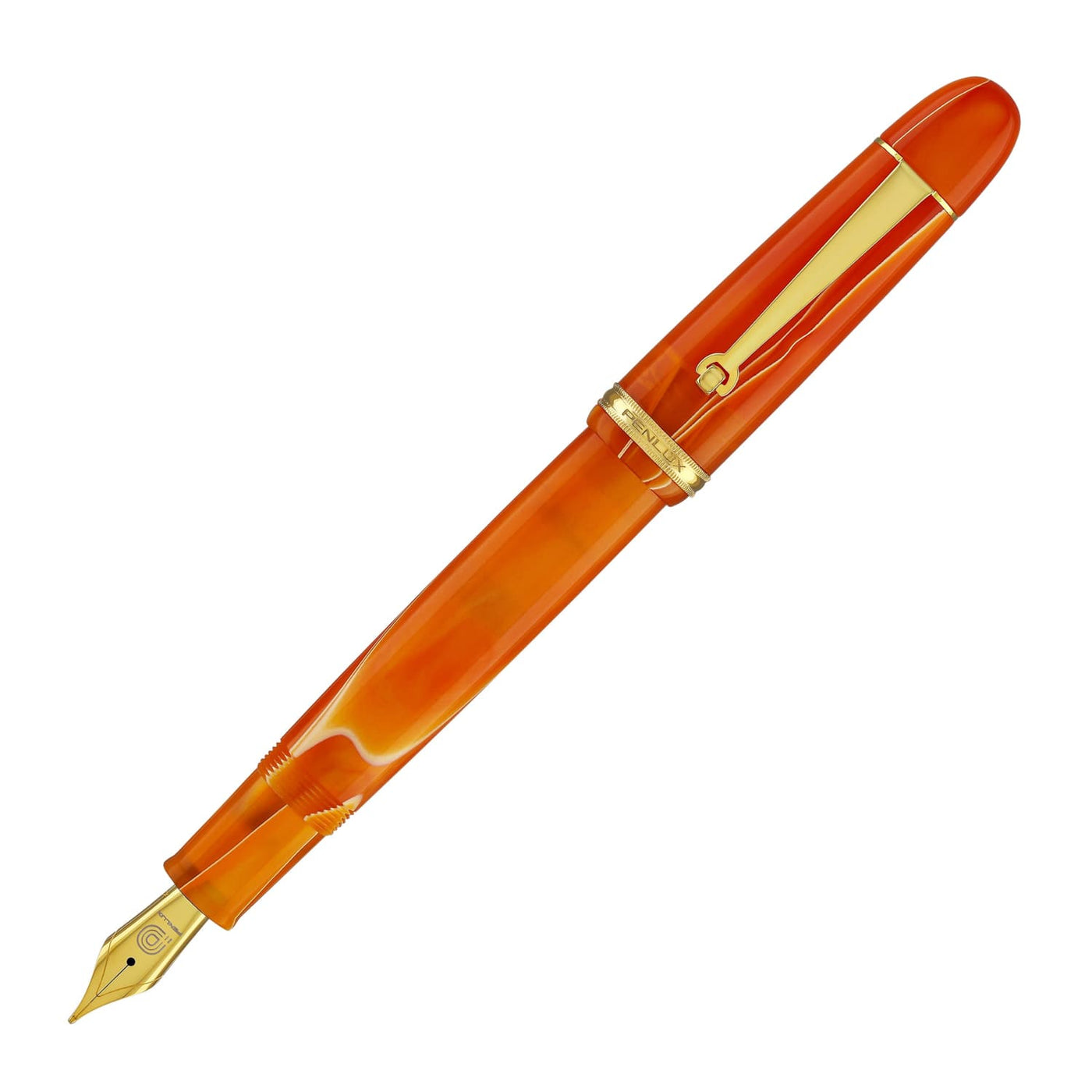 Penlux Masterpiece Grande Fountain Pen in Orange Swirl - Goldspot Pens