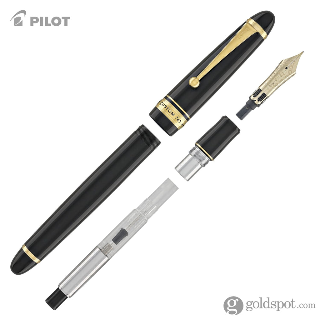Pilot Custom 743 Fountain Pen in Black with Gold trim - 14kt Gold ...