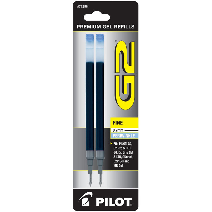 Pilot G2 Refills Periwinkle Gel Ink Fine Point 0.7mm 2 Pack - Goldspot Pens