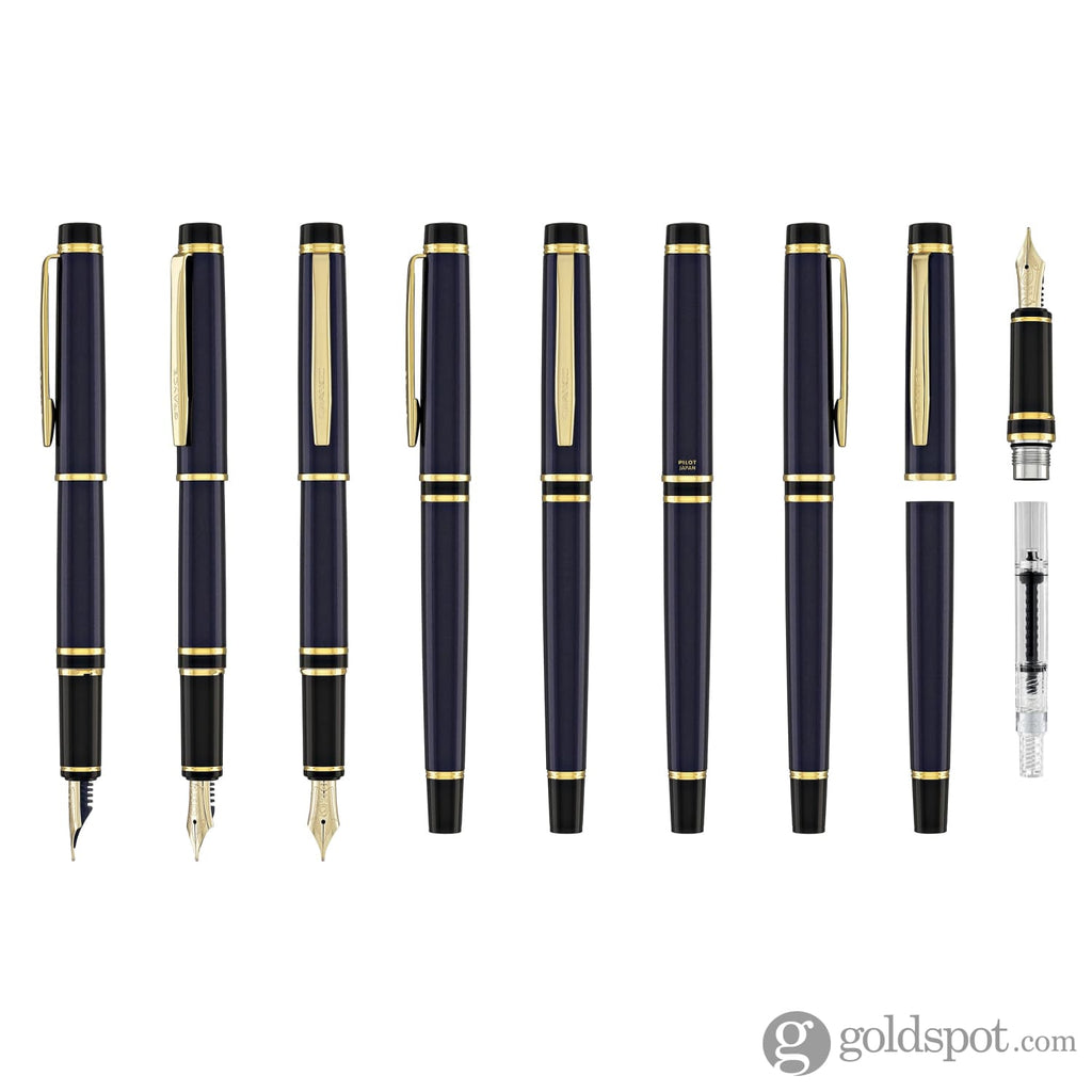 Pilot Grance Fountain Pen in Deep Navy Blue - 14k Gold Nib - Goldspot Pens