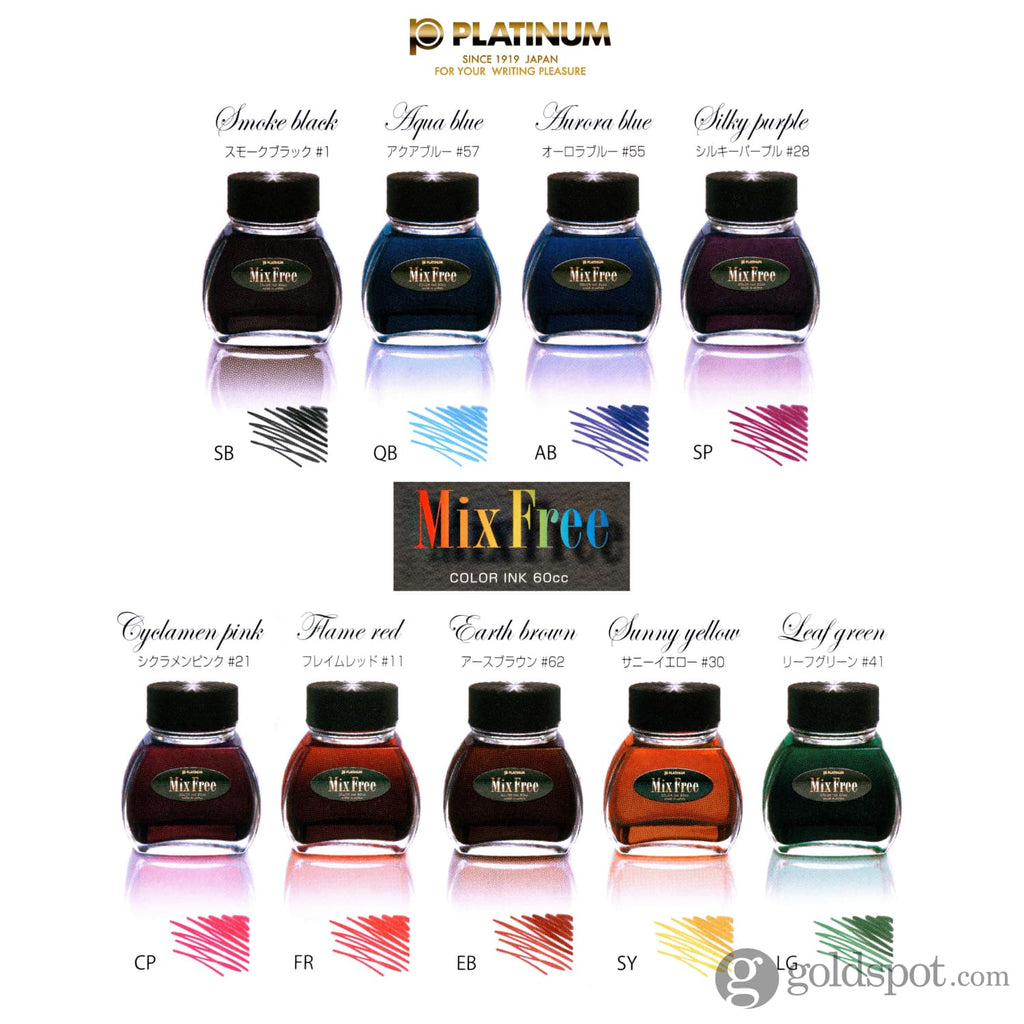 Platinum Mixable Bottled Ink in Sunny Yellow - 60 mL - Goldspot Pens