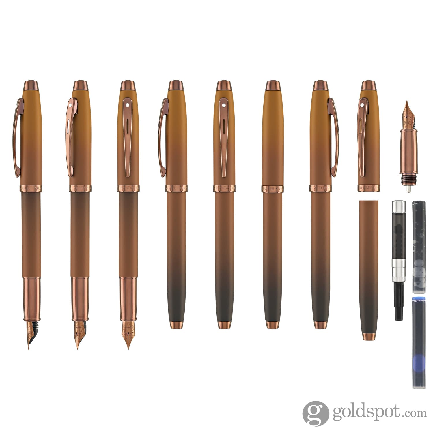 Sheaffer 100 Fountain Pen in Coffee Edition with PVD Rose Gold Trim ...