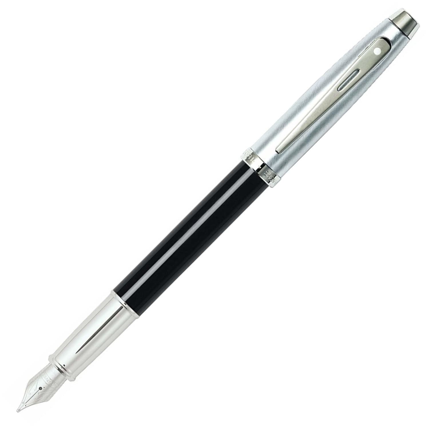 Sheaffer 100 Fountain Pen in Glossy Black with Brushed Chrome ...