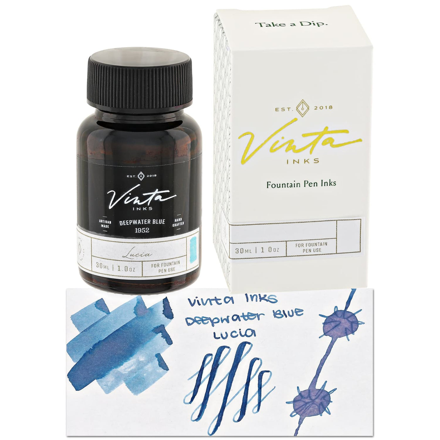 Vinta Inks 2.0 Bottled Ink in Deepwater Blue [Lucia 1952] - 30mL ...