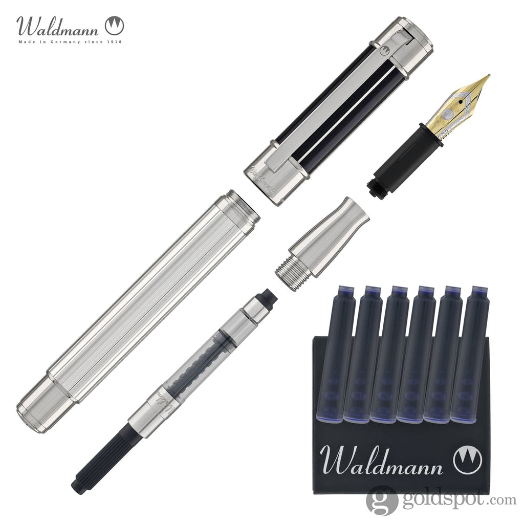 Waldmann Commander 23 Fountain Pen in Sterling Silver and Blue Lacquer ...