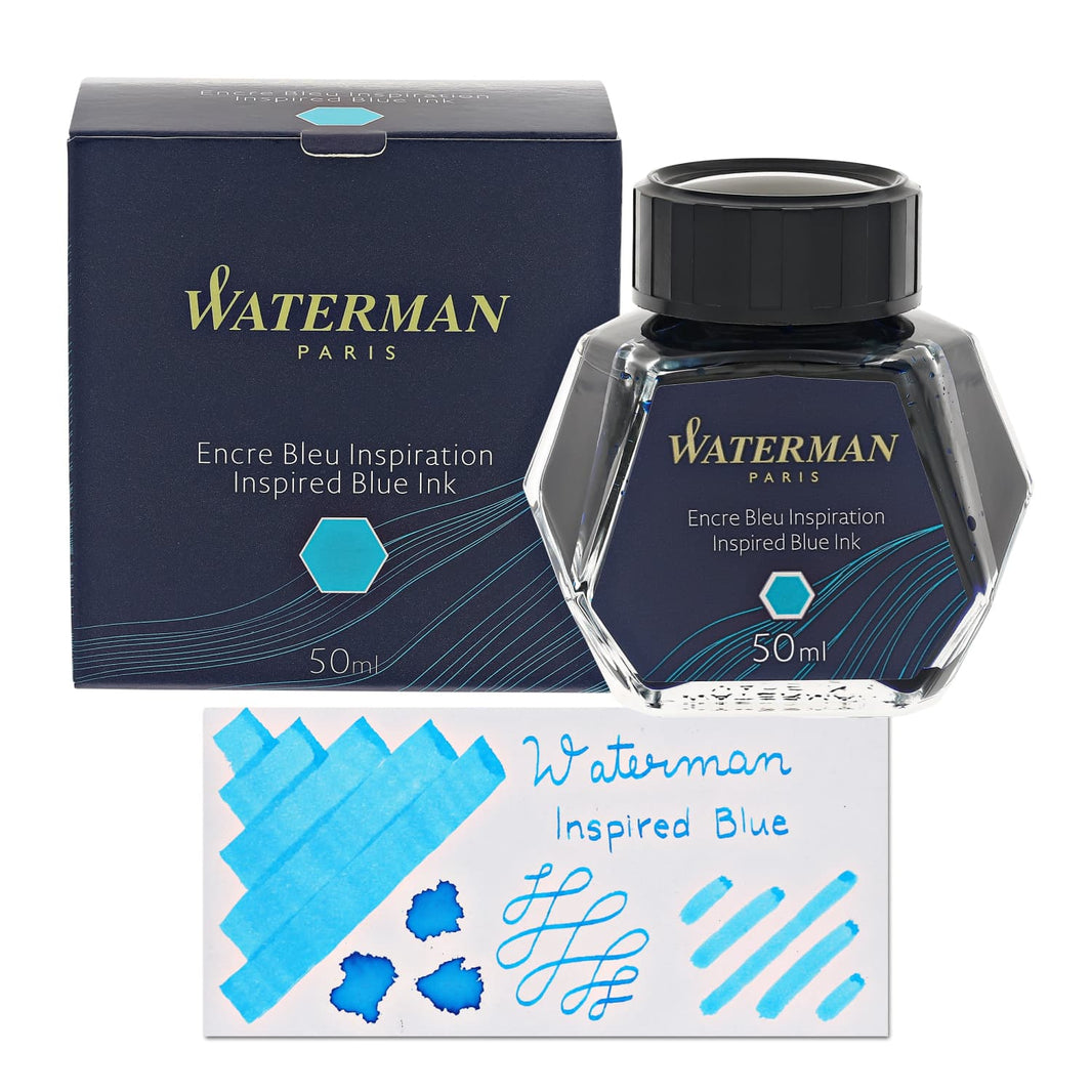 Waterman Bottled Ink in Inspired Blue - 50mL - Goldspot Pens