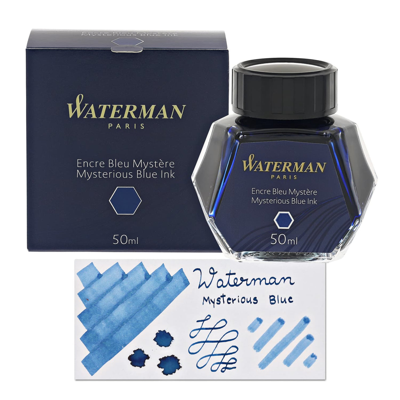 Waterman Bottled Ink in Mysterious Blue - 50mL - Goldspot Pens
