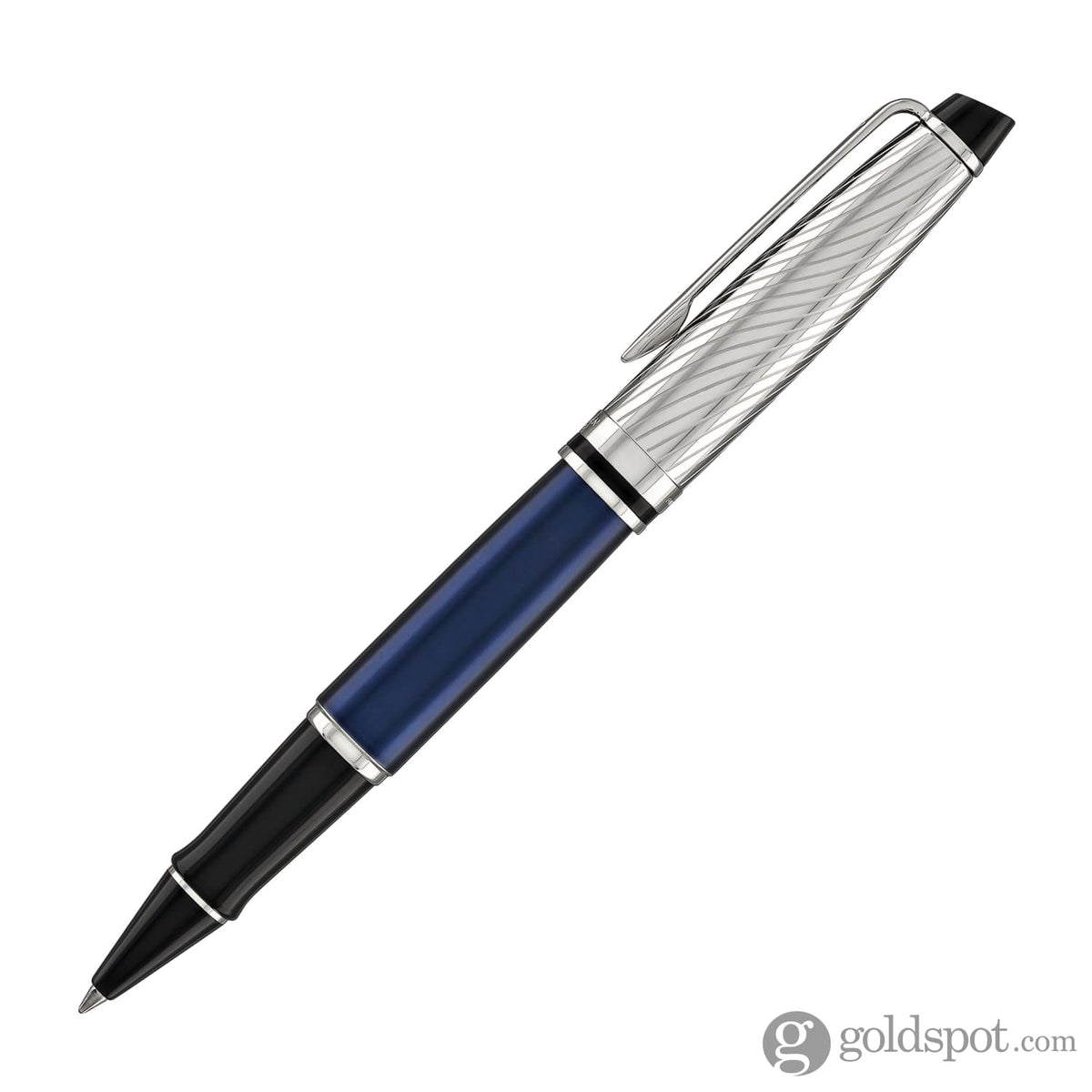 Waterman Expert Deluxe Rollerball Pen in Metallic Blue with Chrome Tri ...