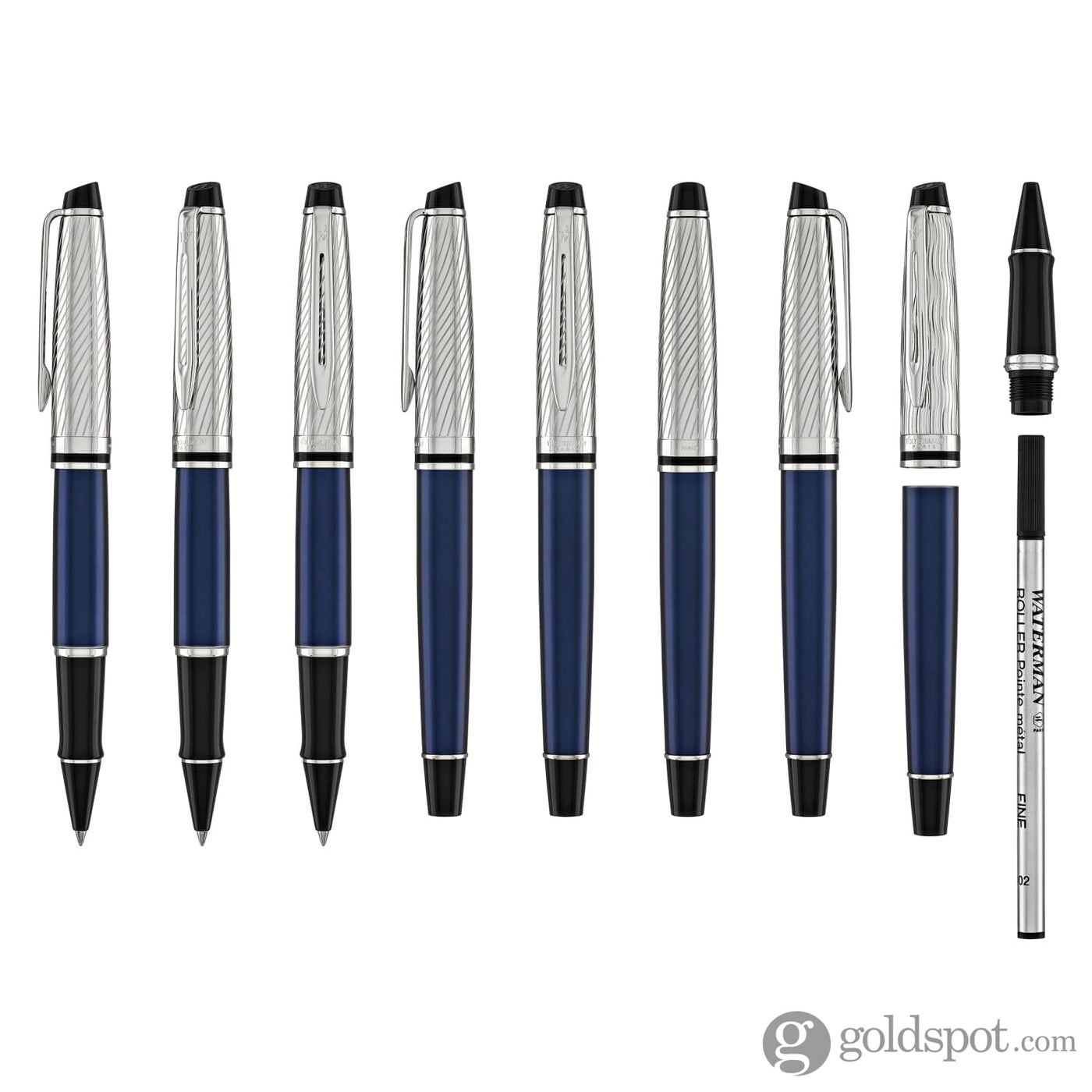 Waterman Expert Deluxe Rollerball Pen in Metallic Blue with Chrome Tri ...