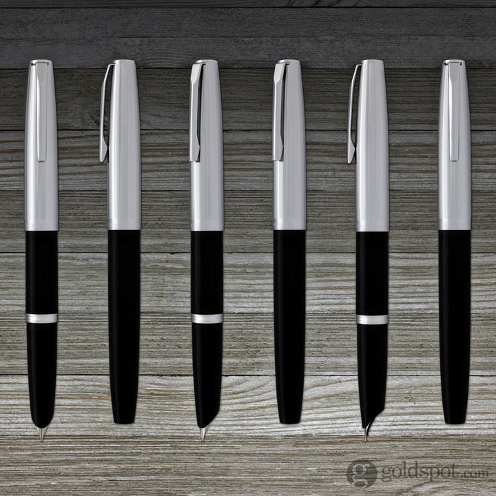 Aurora Duo Cart Fountain Pen - Black Resin With Chrome Cap, Medium Poi ...