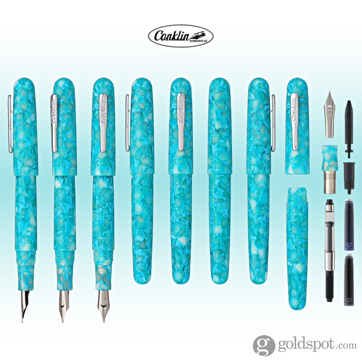Conklin All American Fountain Pen in Turquoise Serenity - Goldspot Pens