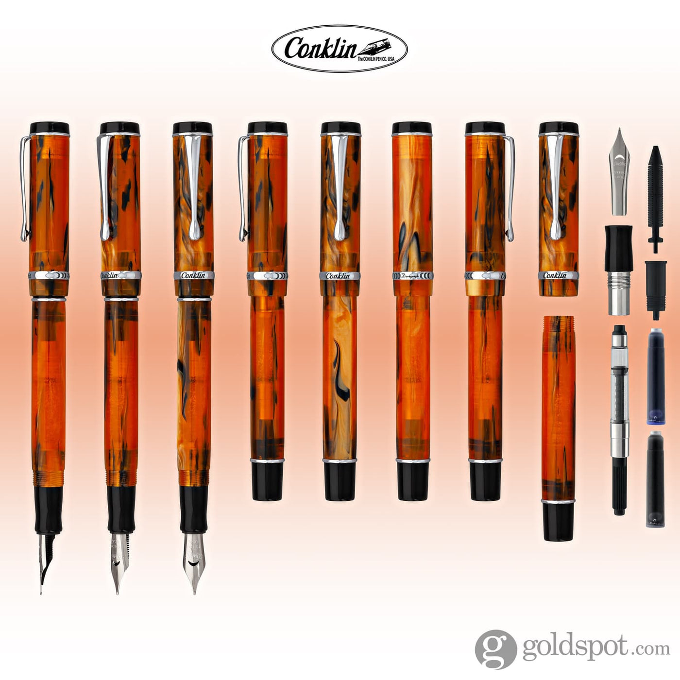Conklin Duragraph Fountain Pen in Amber - Goldspot Pens