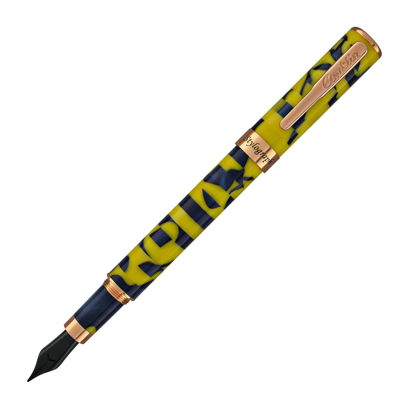 Conklin Stylograph Mosaic Fountain Pen in Yellow/Blue - Goldspot Pens