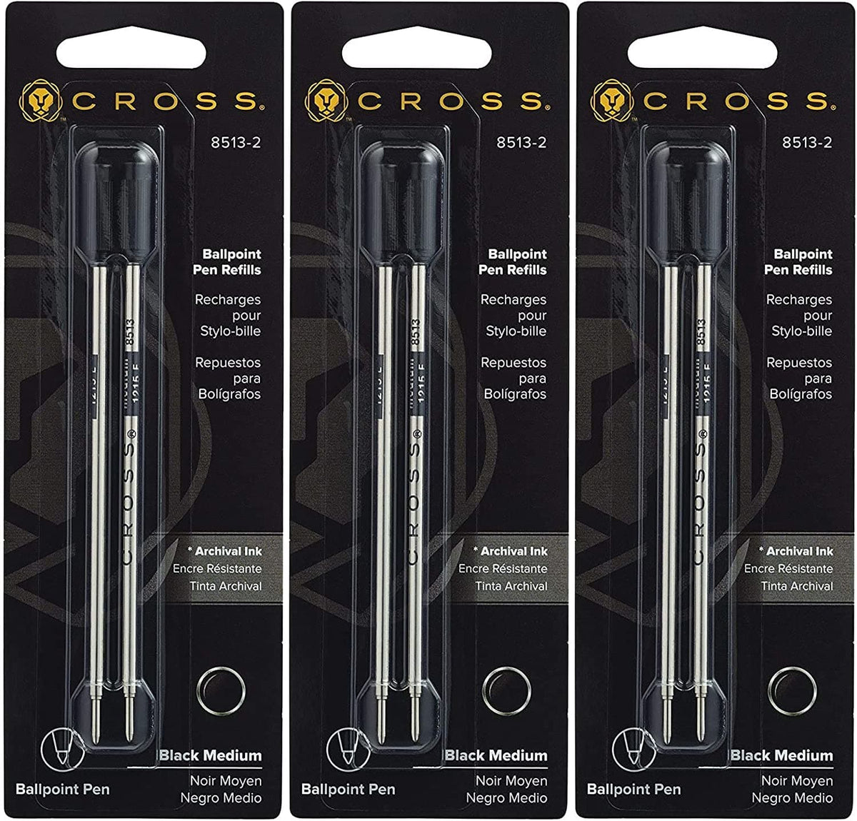 Cross Ballpoint Pen Refill in Black - Medium Point - 3 Packs of 2 ...
