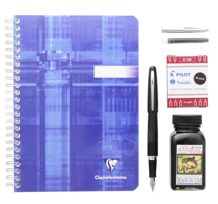 Gift Set with a Fountain Pen, Bottled Ink, Notebook, & Ink Cartridge ...
