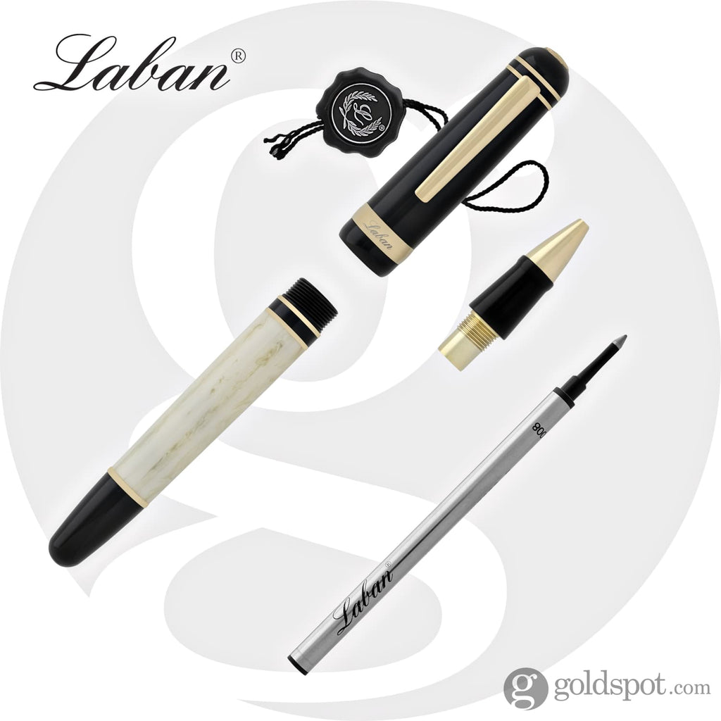 Laban 325 Rollerball Pen with Black Cap & Ivory Barrel - Goldspot Pens