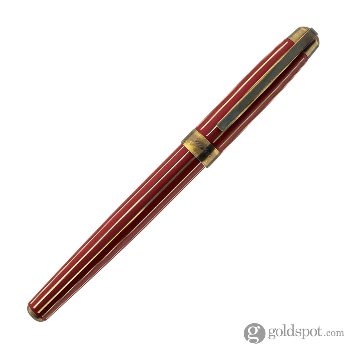 Laban Antique II Fountain Pen in Red with Gold Lines - Goldspot Pens