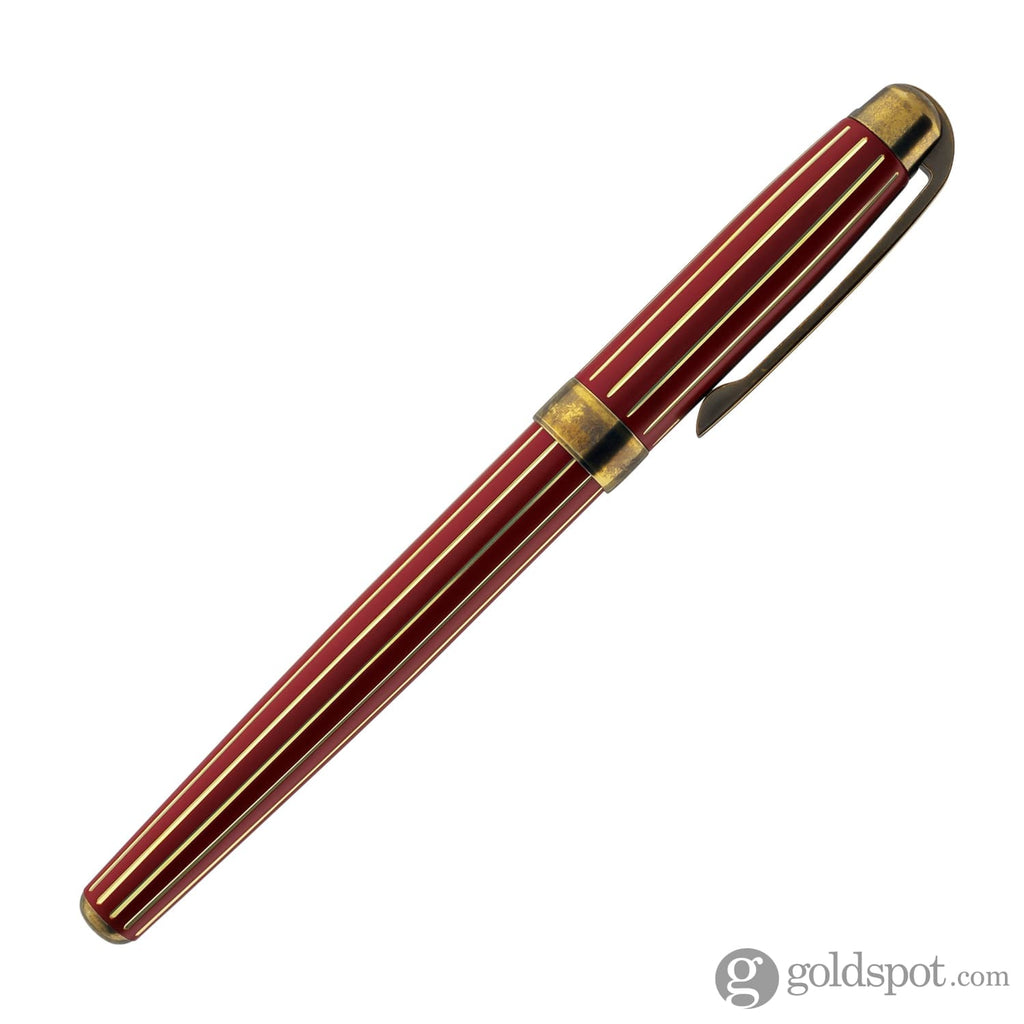 Laban Antique II Fountain Pen in Red with Gold Lines - Goldspot Pens