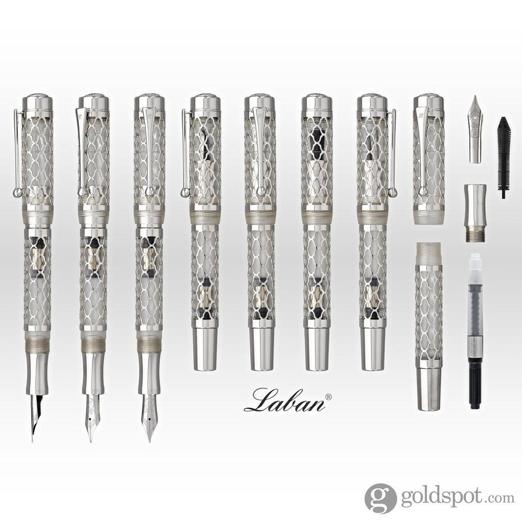 Laban Flora Fountain Pen in Silver - Goldspot Pens