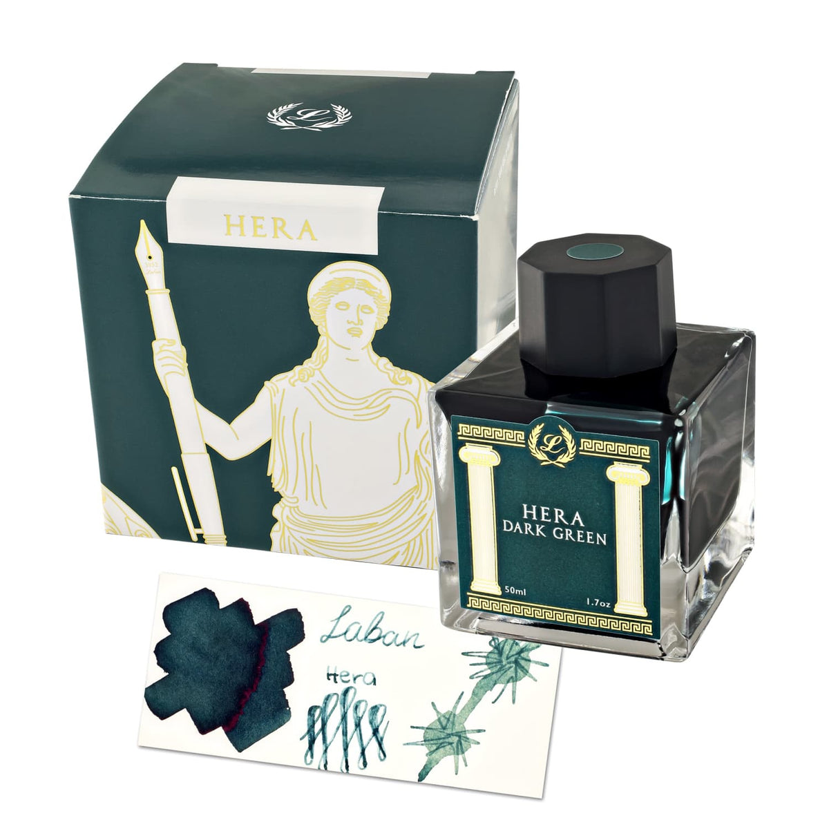 Laban Greek Mythology Bottled Ink in Hera Dark Green - 50ml - Goldspot Pens
