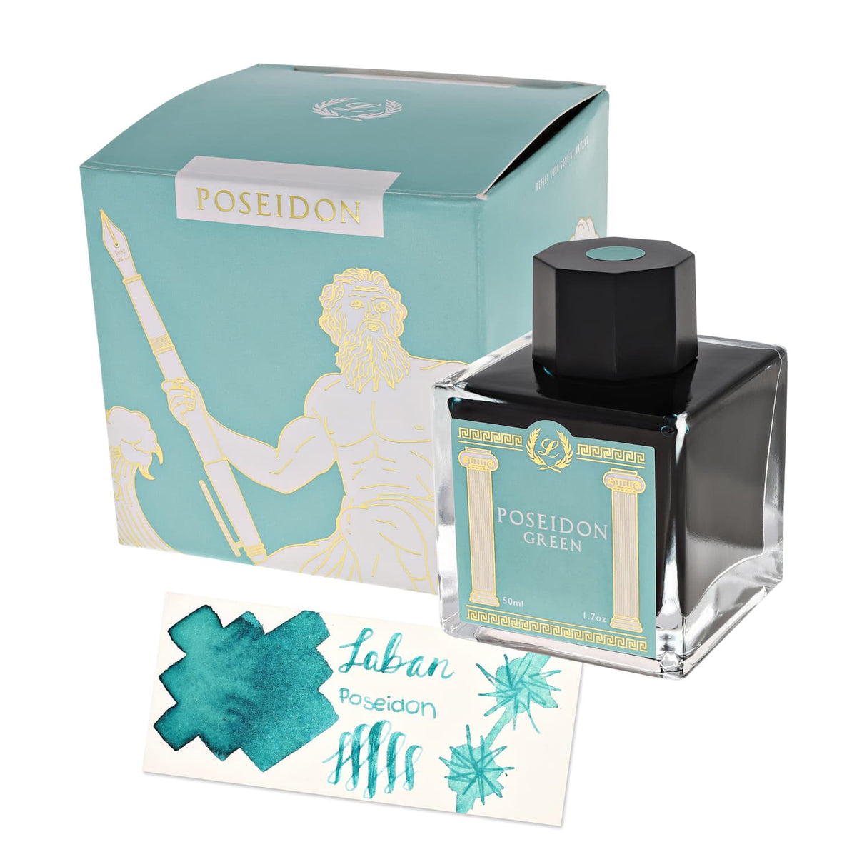 Laban Greek Mythology Bottled Ink in Poseidon Teal - 50ml - Goldspot Pens
