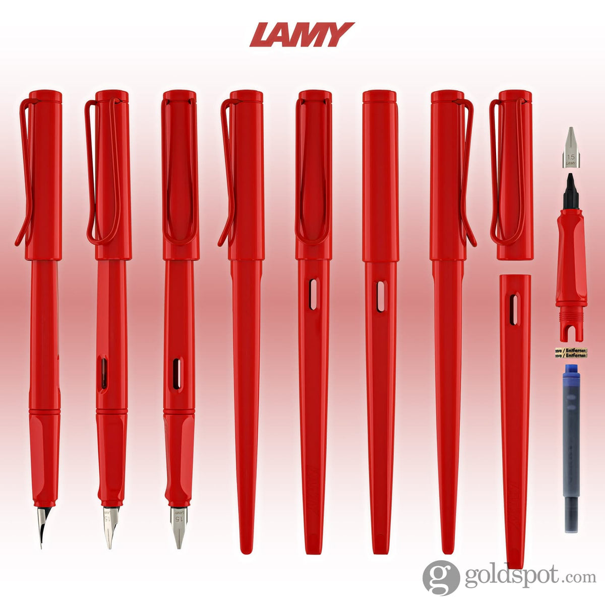 Lamy Joy Calligraphy Fountain Pen in Strawberry with Red Clip - 1.5 mm ...