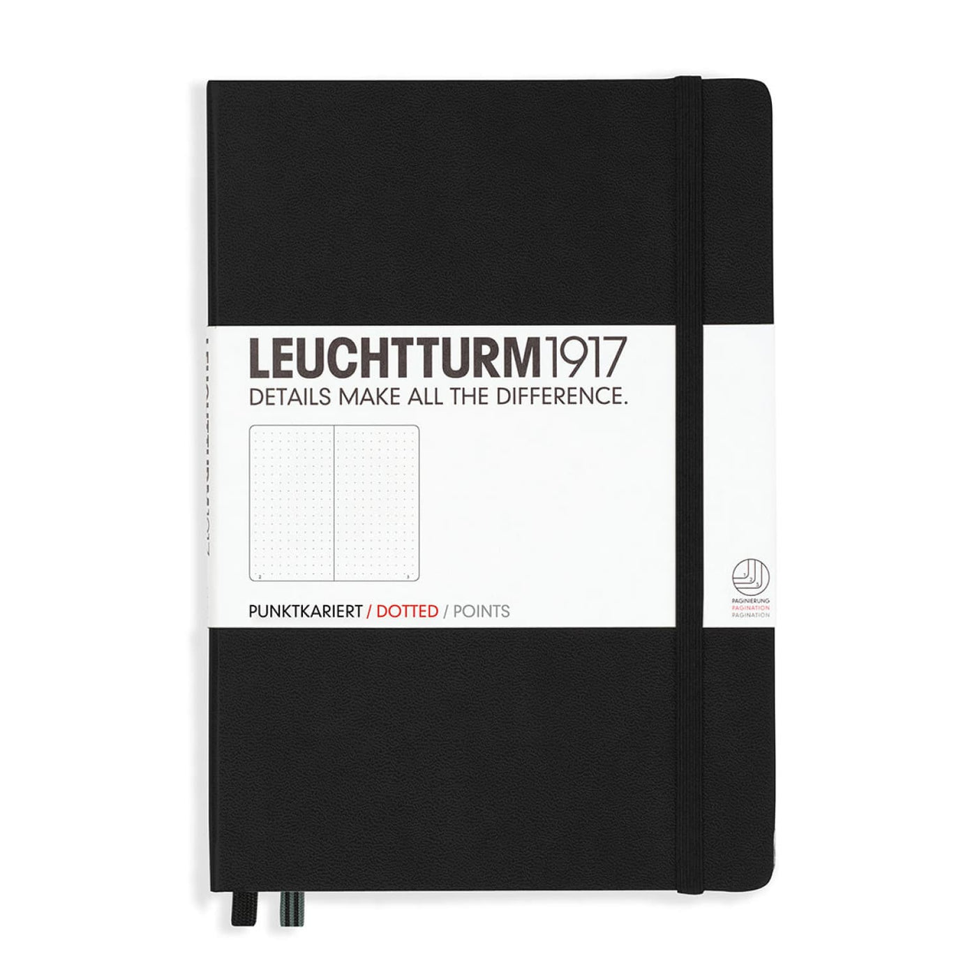 Leuchtturm 1917 Hardcover Dot Grid Notebook in Black - A5 - Goldspot Pens