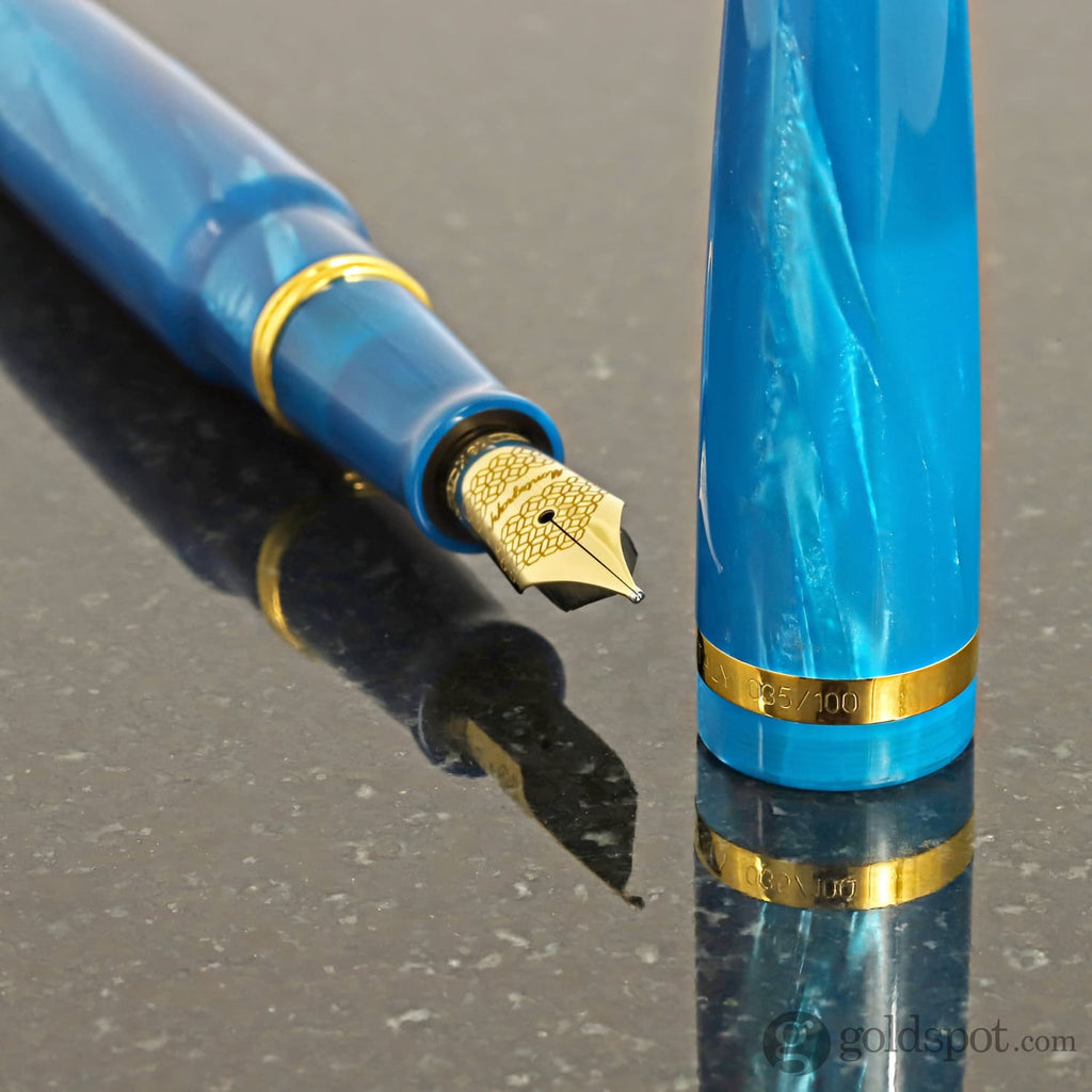Montegrappa Venetia Fountain Pen in Turquoise Celluloid with 18kt gold ...