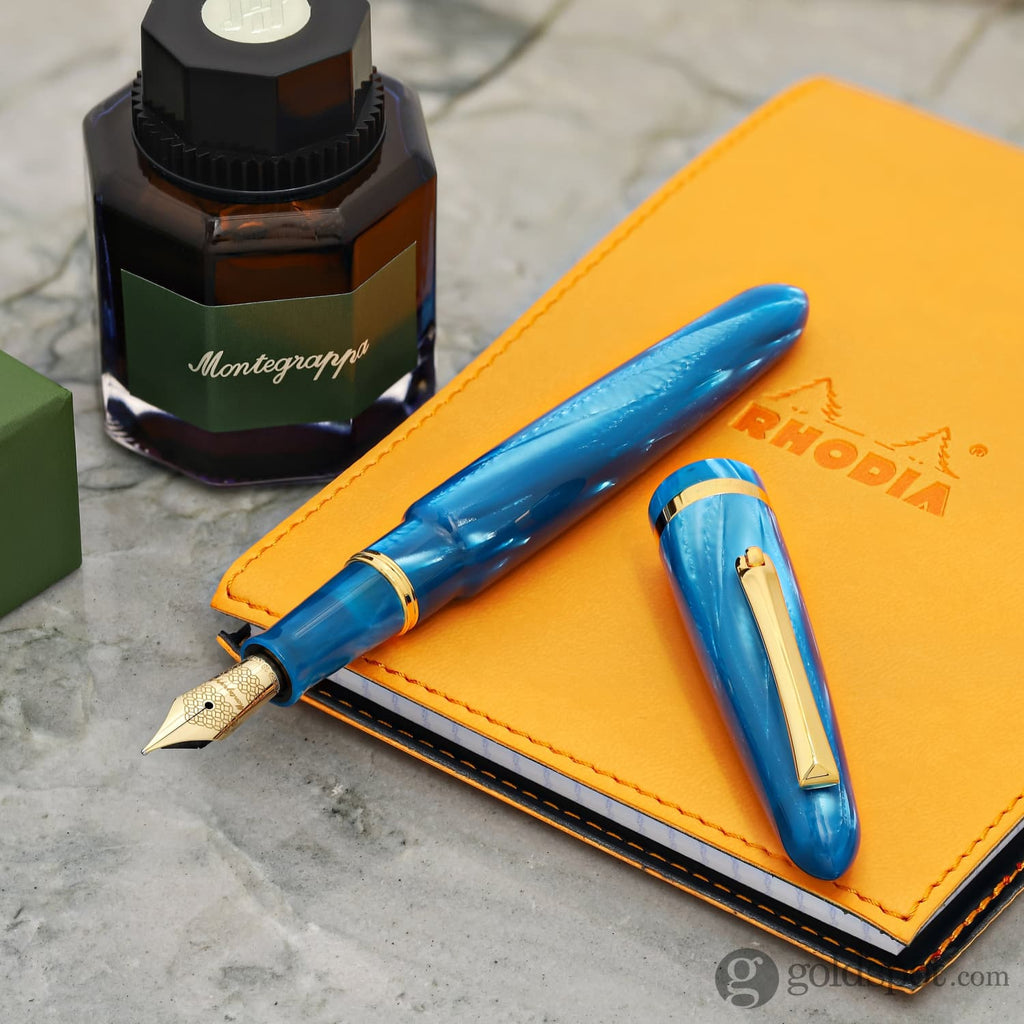 Montegrappa Venetia Fountain Pen in Turquoise Celluloid with 18kt gold - Goldspot Pens