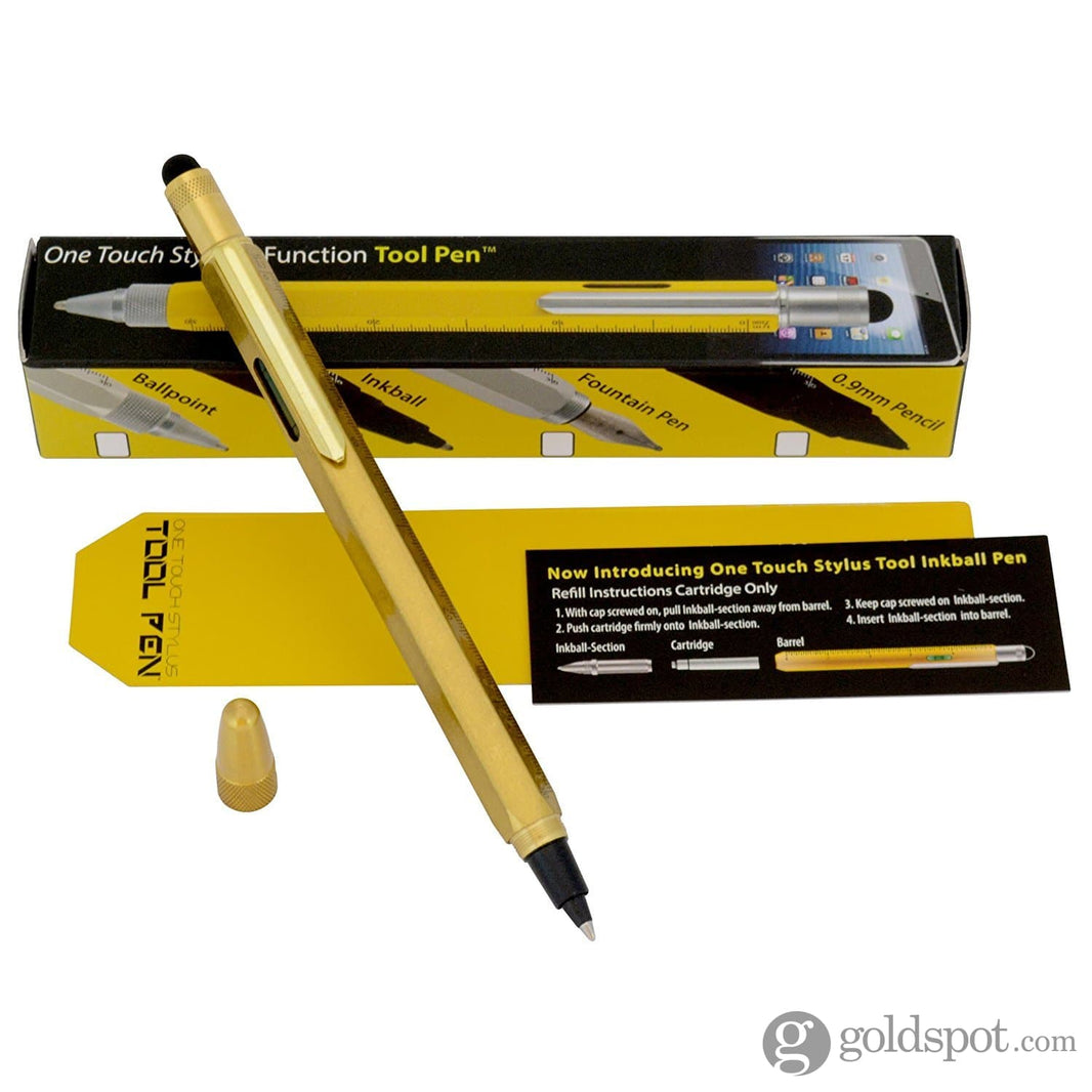 Monteverde One Touch Stylus Tool Ink Ball Pen in Brass - Goldspot Pens