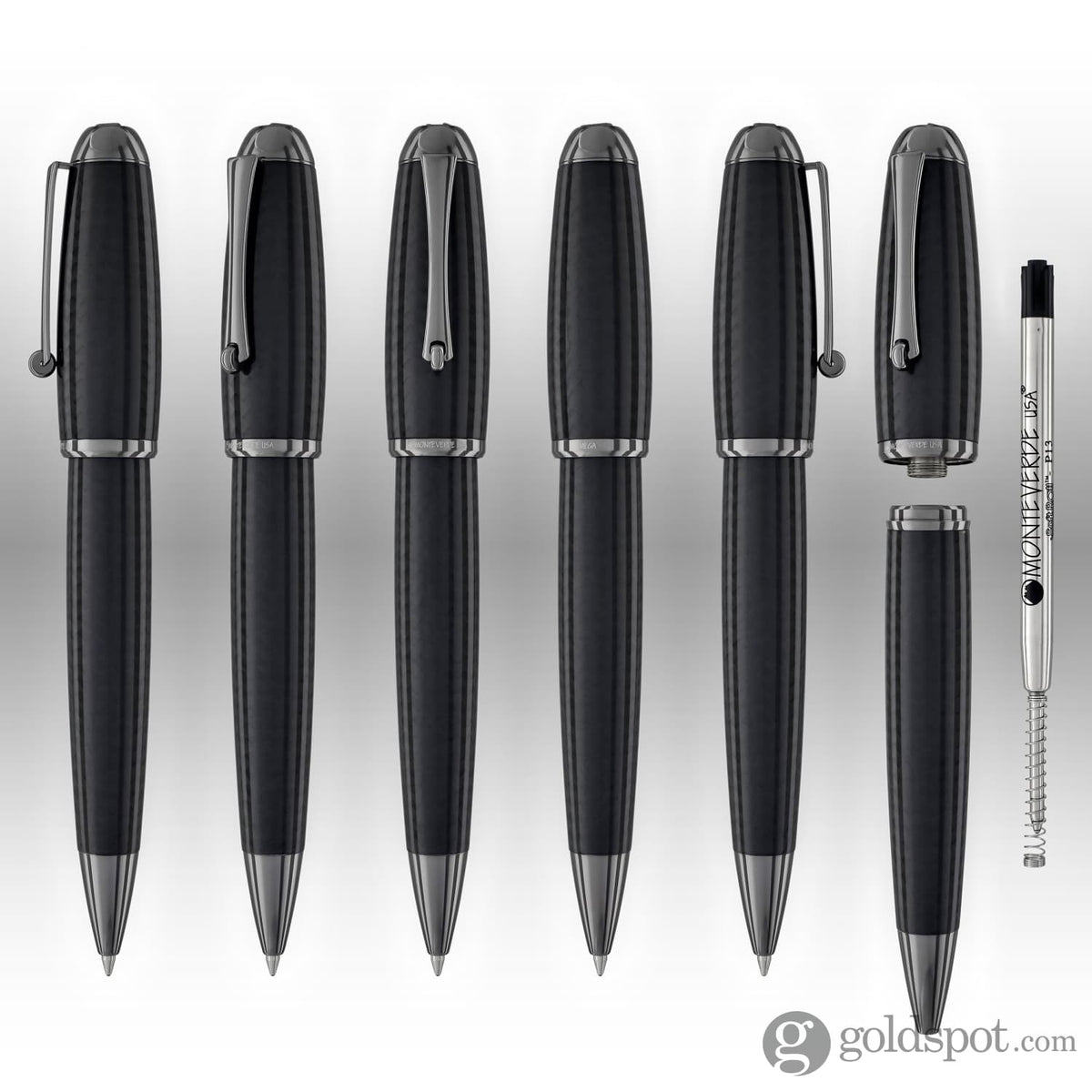 Monteverde Super Mega Ballpoint Pen in Carbon Fiber with Gunmetal Trim ...